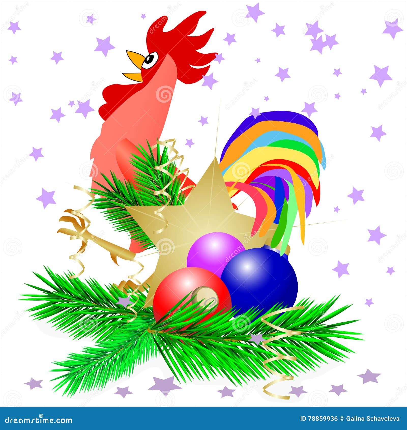 Estrella Y Gallo De La Navidad Ilustración del Vector - Ilustración de ...
