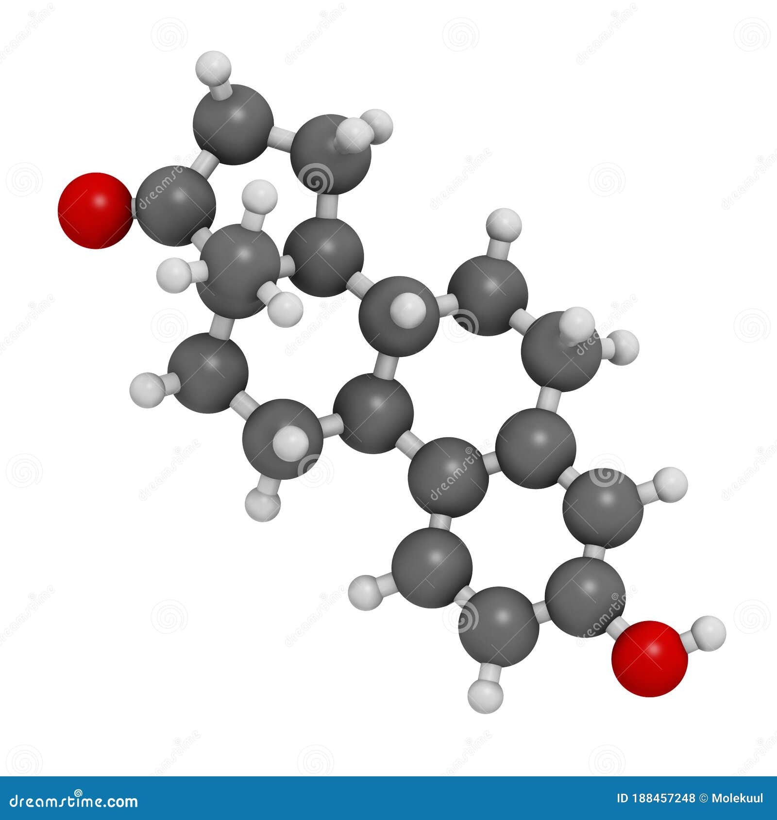 Estrone (oestrone) Human Estrogen Hormone Molecule. Atoms are ...