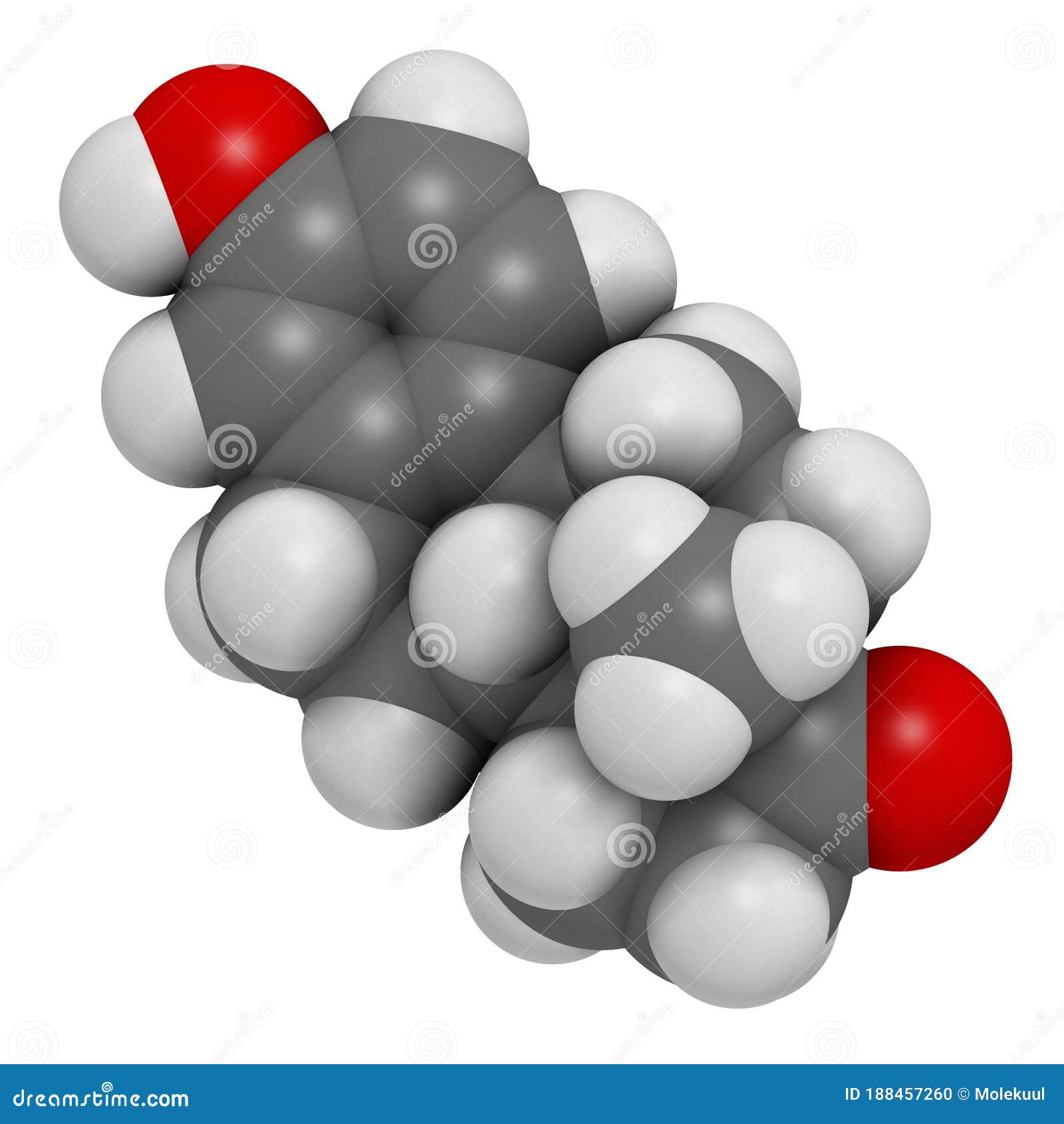 Estrone (oestrone) Human Estrogen Hormone Molecule. Atoms are ...