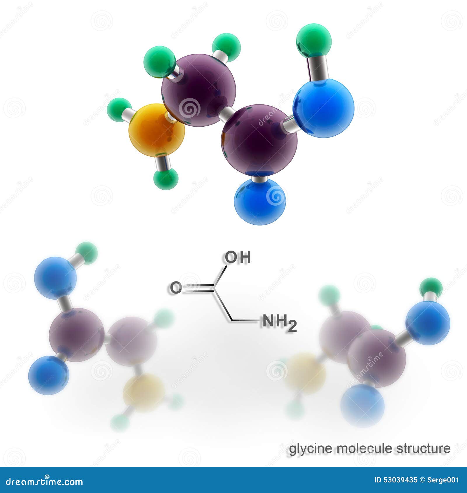 Estructura De La Molécula De La Glicocola Stock de ilustración ...