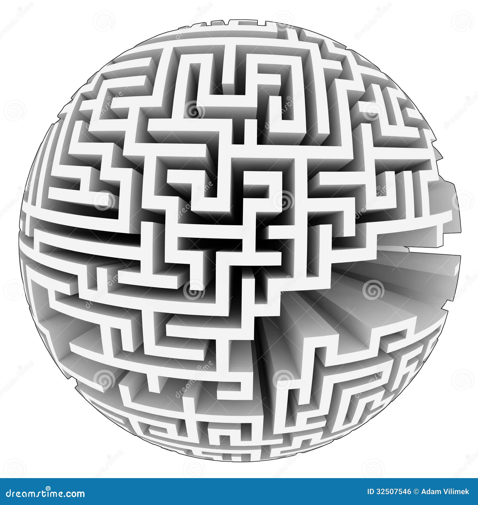 Estructura Gris Aislada De La Esfera Del Laberinto Stock de ilustración ...