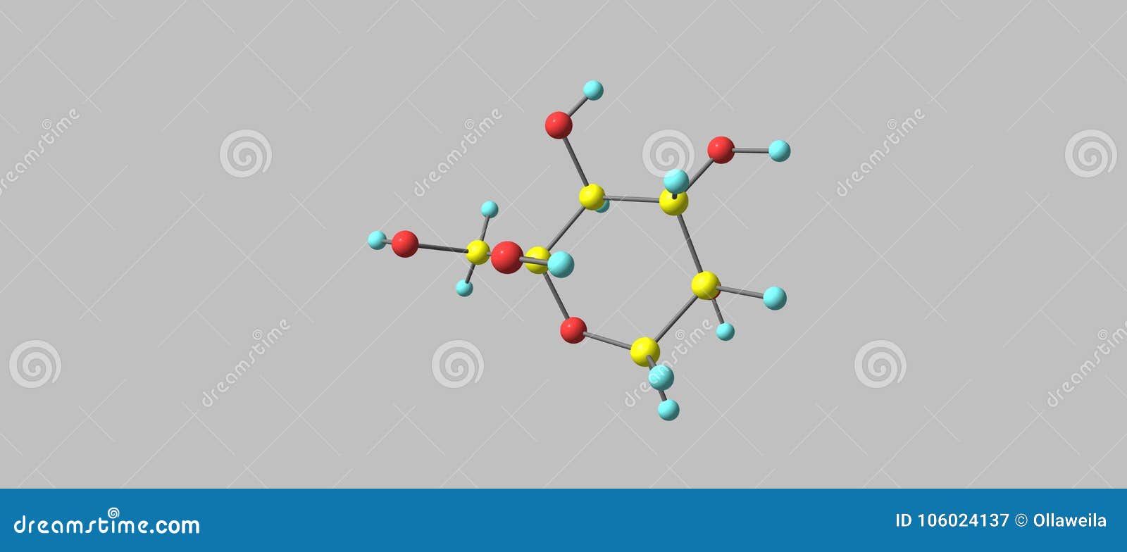 Estructura Molecular Beta-d-Fructopyranose Aislada En Gris Stock de ...