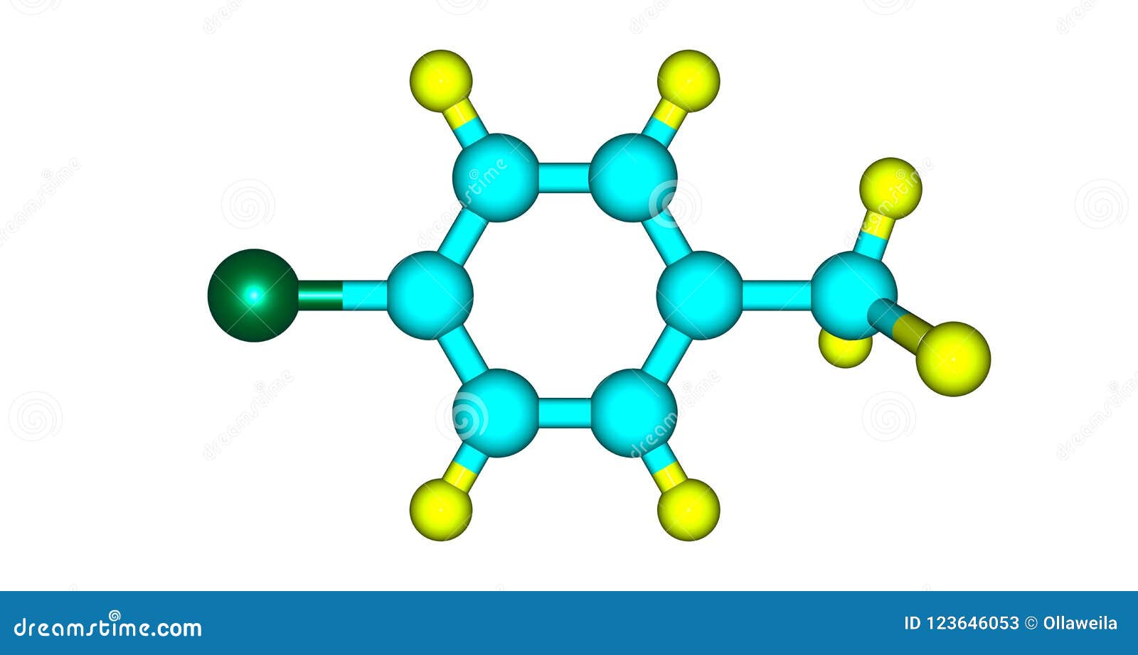 Estructura Molecular 4-chlorotoluene Aislada En Blanco Stock de ...