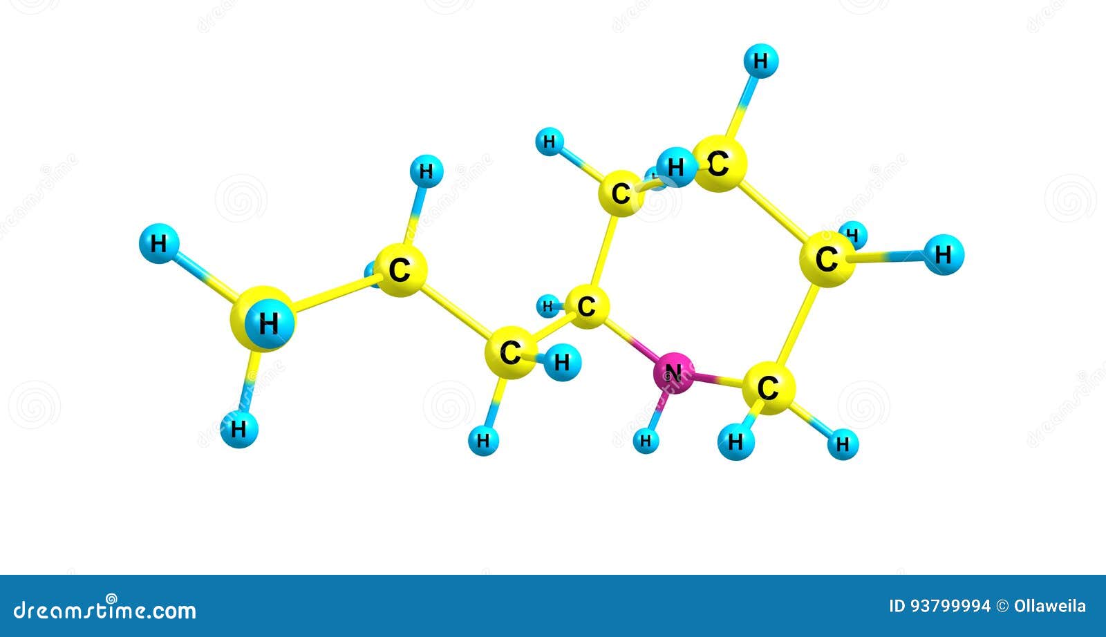 Estructura Molecular De Coniine Aislada En Blanco Stock de ilustración ...