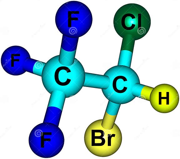 Estructura Molecular De Halothane Aislada En Blanco Stock de ...