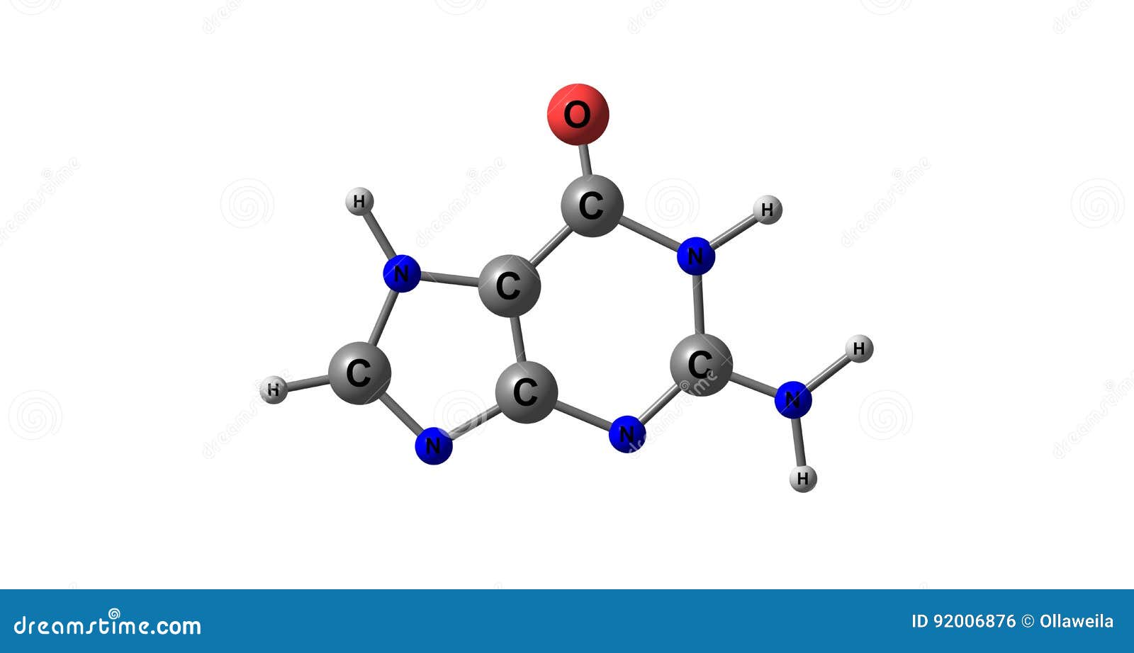 Estructura Molecular De La Guanina Aislada En Blanco Stock de ...