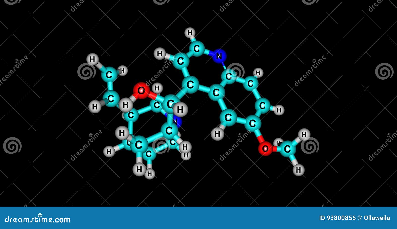 Estructura Molecular De La Quinina Aislada En Negro Stock de ...