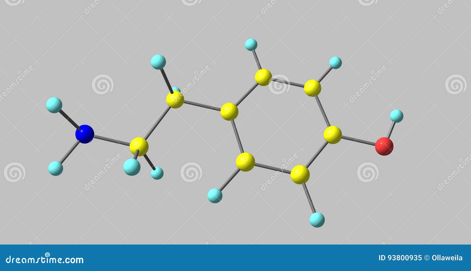 Estructura Molecular De La Tiramina Aislada En Gris Stock de ...