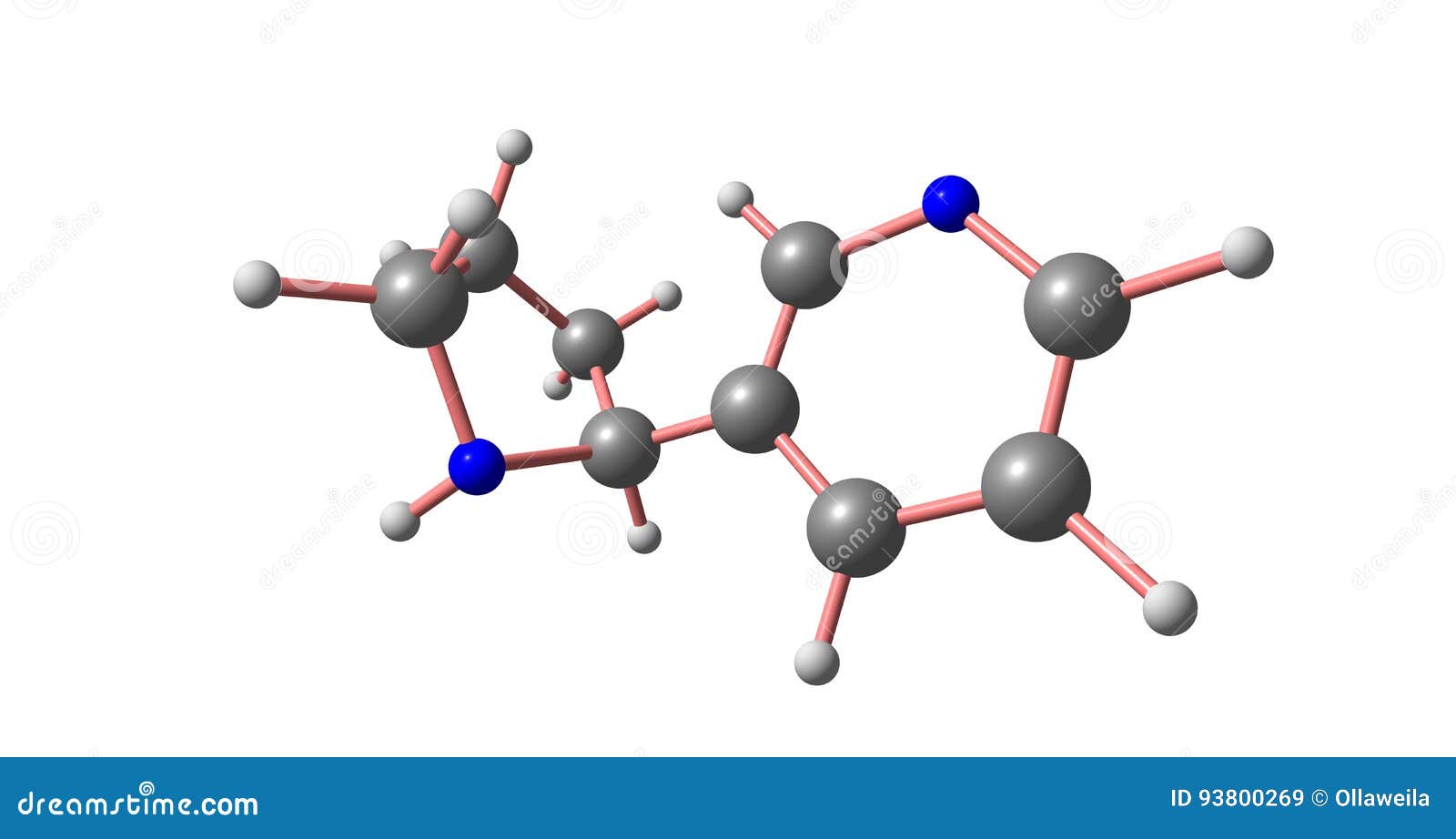 Estructura Molecular De Nornicotine Aislada En Blanco Stock de ...