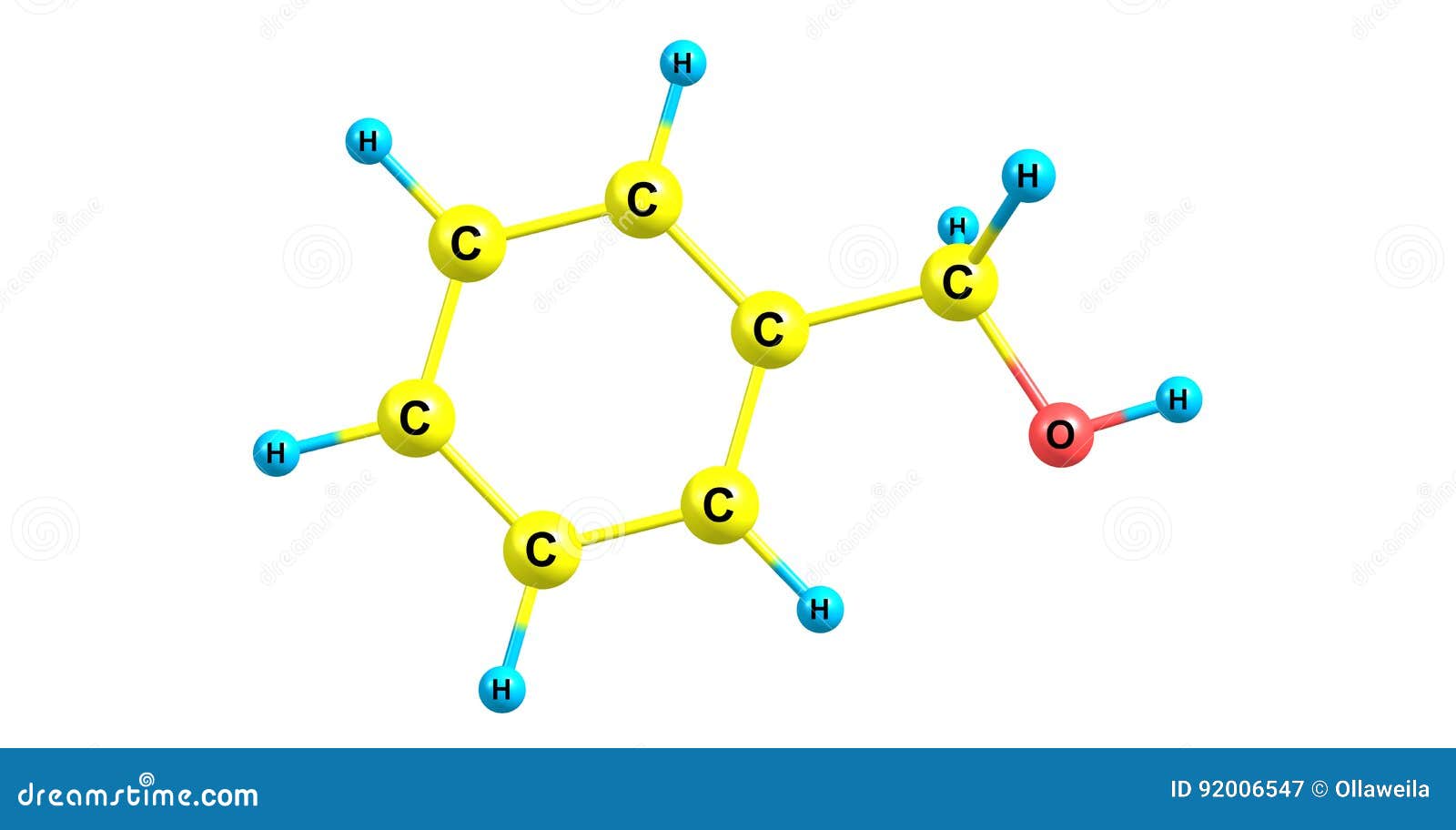 Estructura Molecular Del Alcohol Bencílico Aislada En Blanco Stock de ...