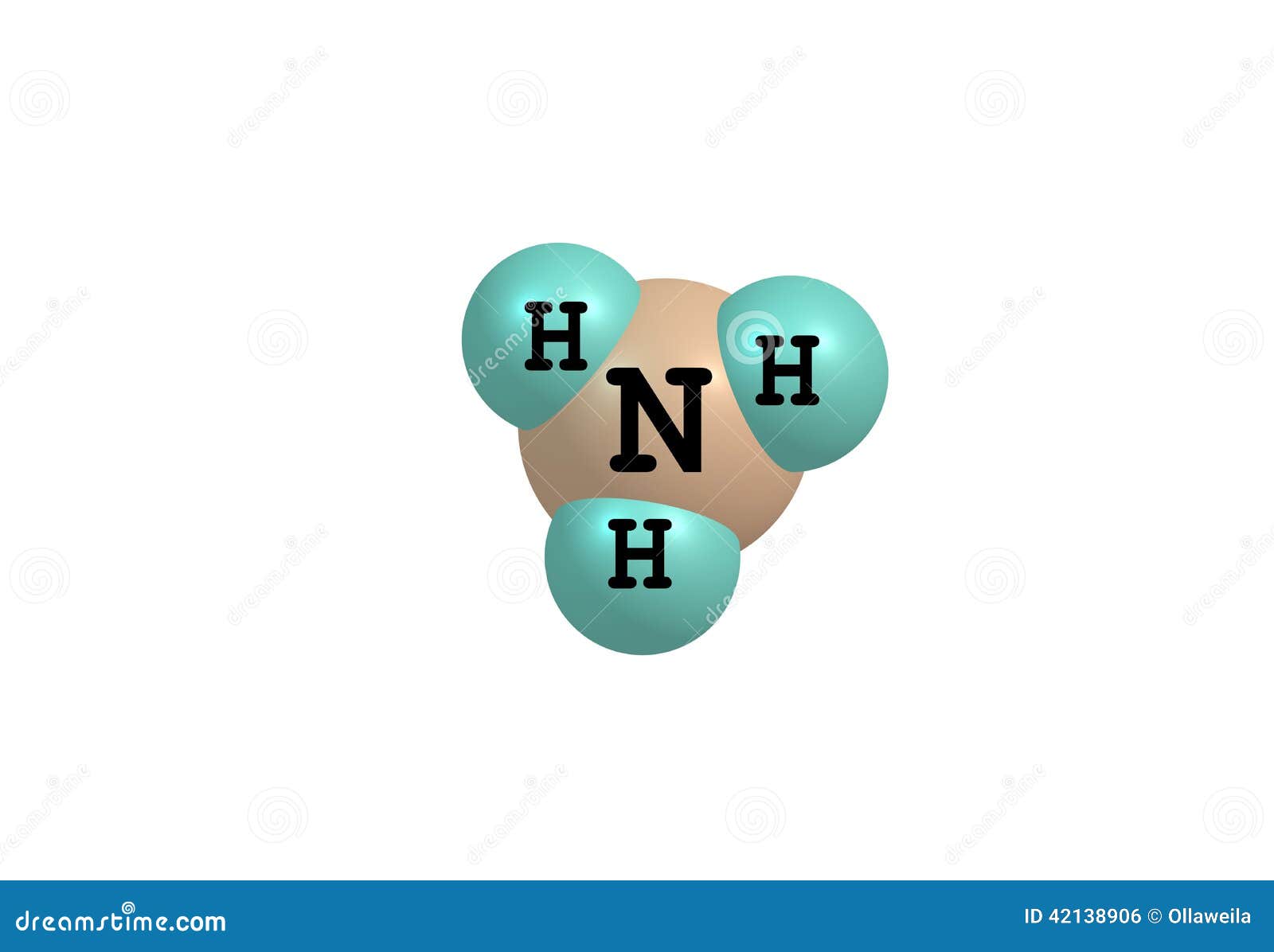 Estructura Molecular Del Amonio Aislada En Blanco Stock de ilustración ...