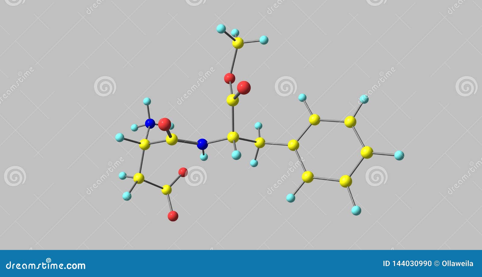 Estructura Molecular Del Aspartamo Aislada En Gris Stock De Ilustración