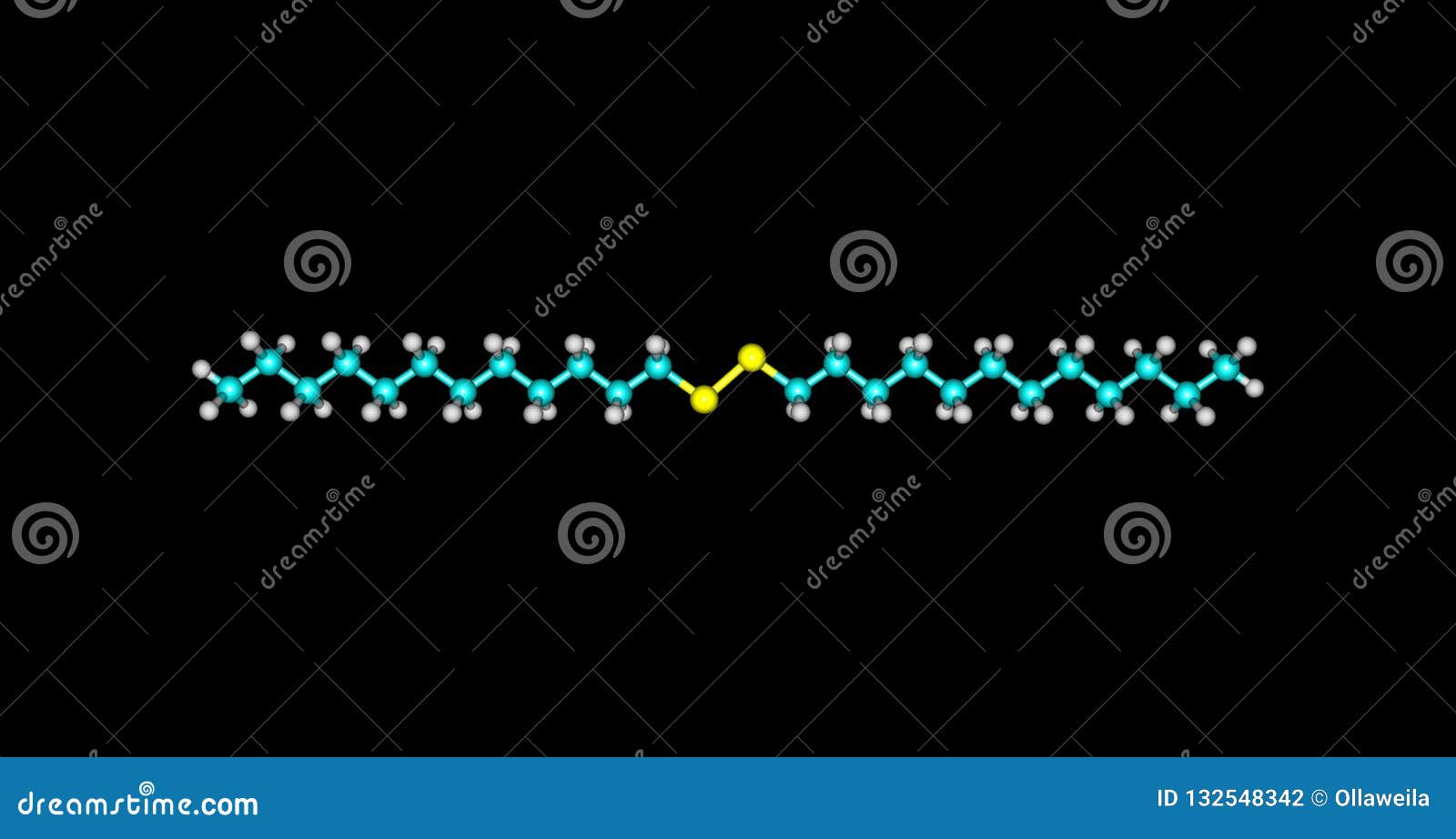 Estructura Molecular Del Disulfuro De Didodecyl Aislada En Negro Stock ...