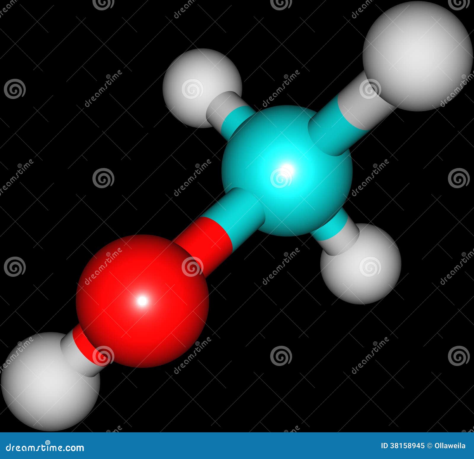 Estructura Molecular Del Metanol Aislada En Negro Stock de ilustración ...