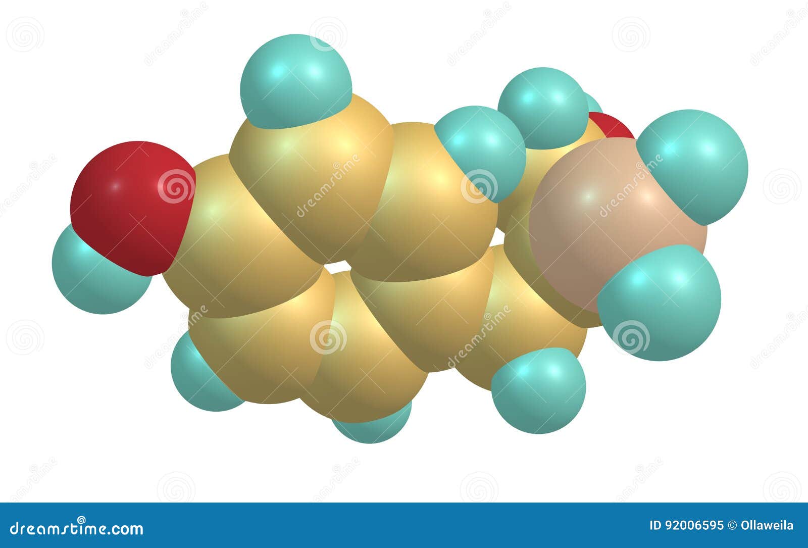 Estructura Molecular Del Tirosol Aislada En Blanco Stock de ilustración ...