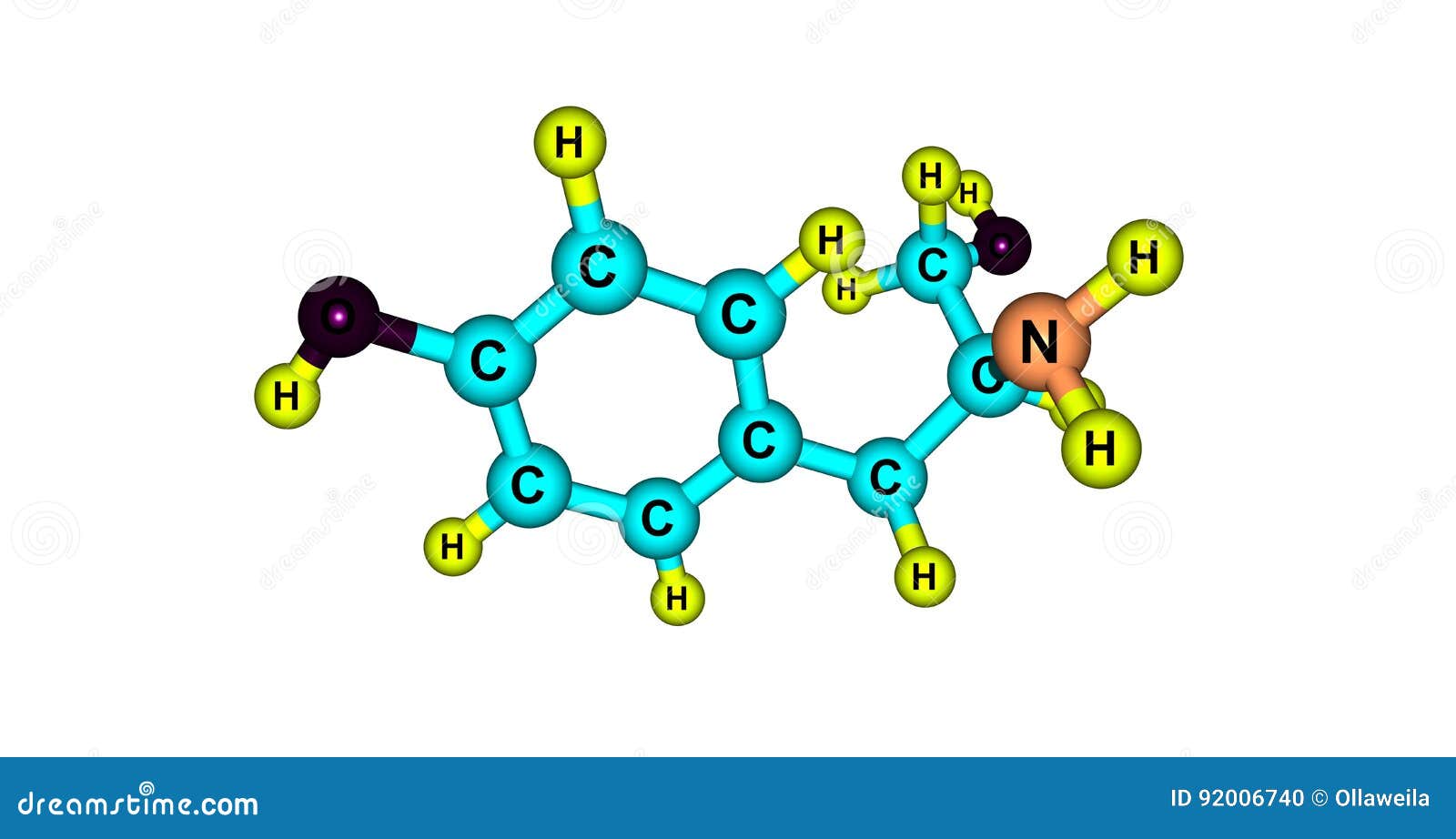 Estructura Molecular Del Tirosol Aislada En Blanco Stock de ilustración ...