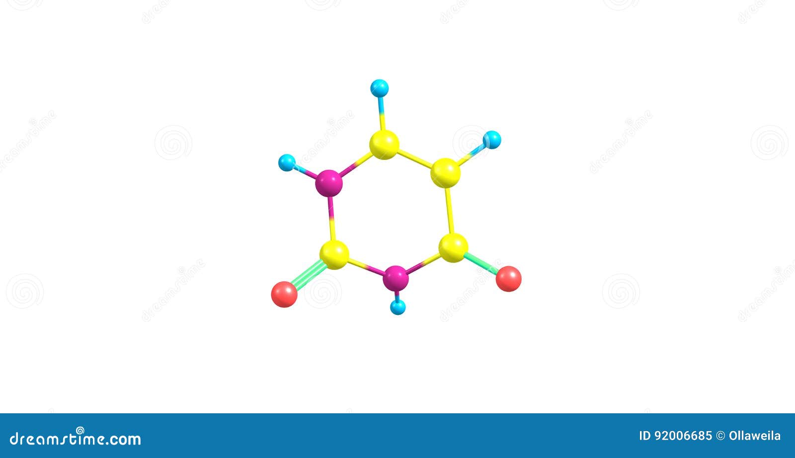 Estructura Molecular Del Uracilo Aislada En Blanco Stock de ilustración ...