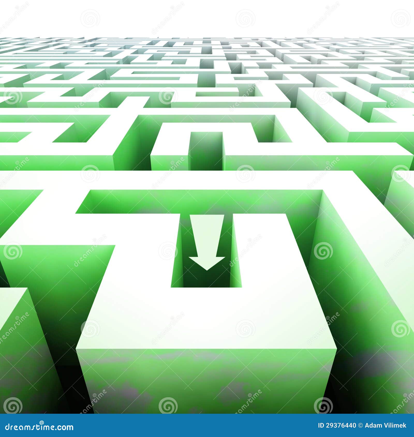 Estructura Verde Del Laberinto En Perspectiva Con La Flecha Stock de ...