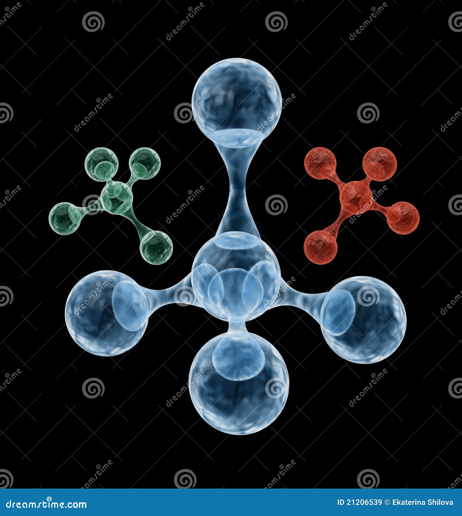 Estructuras Moleculares En Fondo Negro Stock de ilustración ...