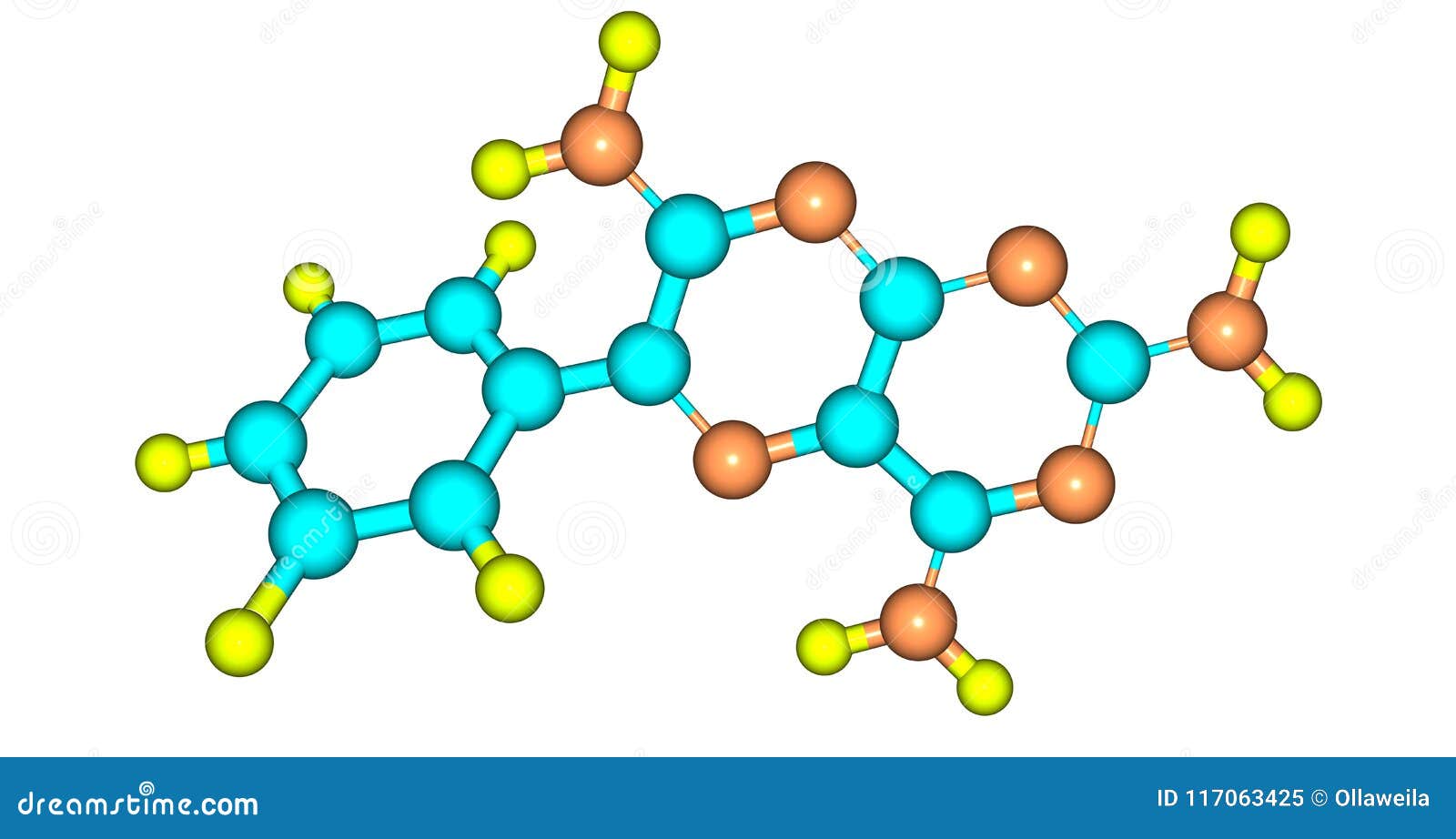 Estrutura Molecular De Triamterene Isolada No Branco Ilustração Stock ...