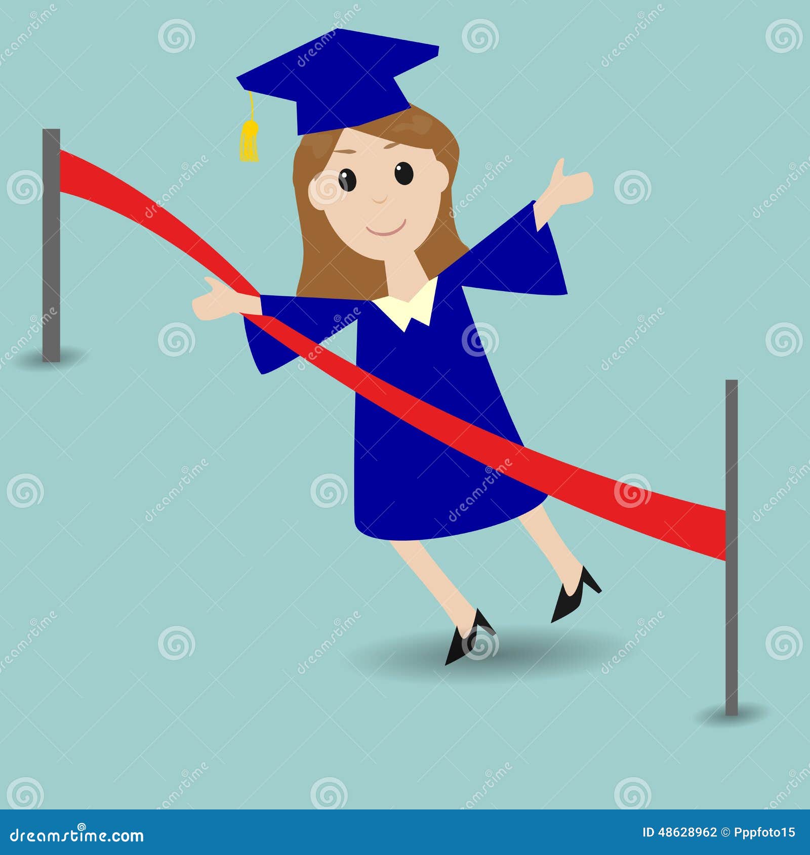 Estudiante Graduado Que Corre a La Meta Ilustración del Vector ...