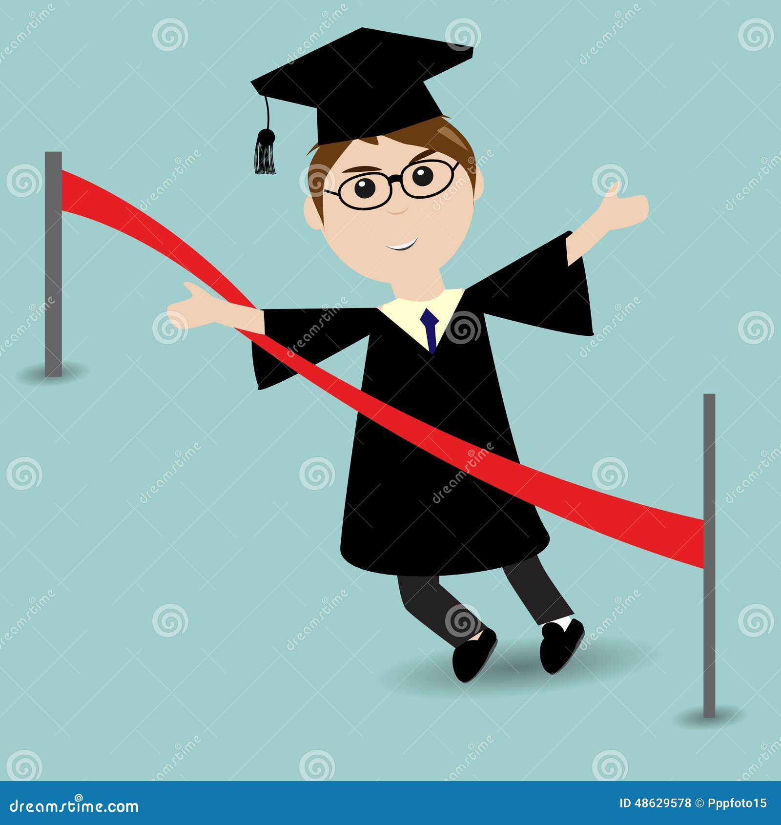 Estudiante Graduado Que Corre a La Meta Ilustración del Vector ...