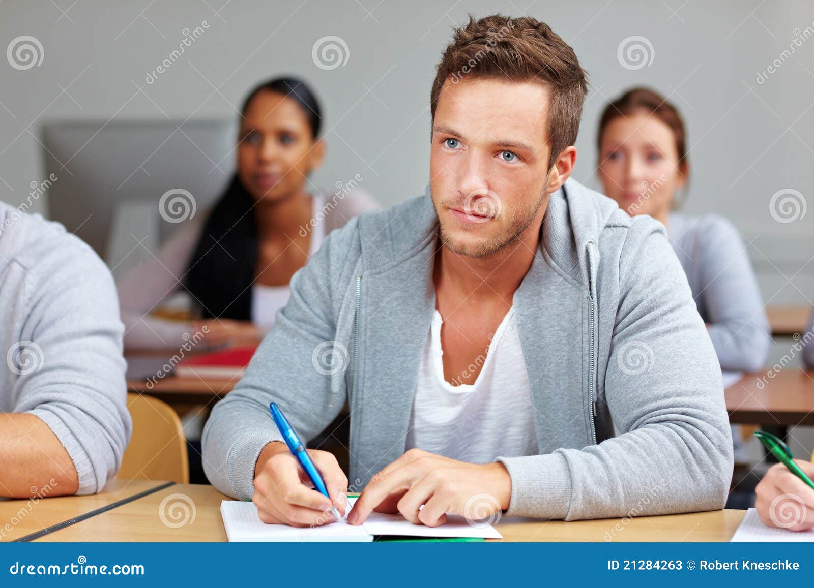Estudiante Que Toma Notas En Clase Imagen de archivo - Imagen de vector ...