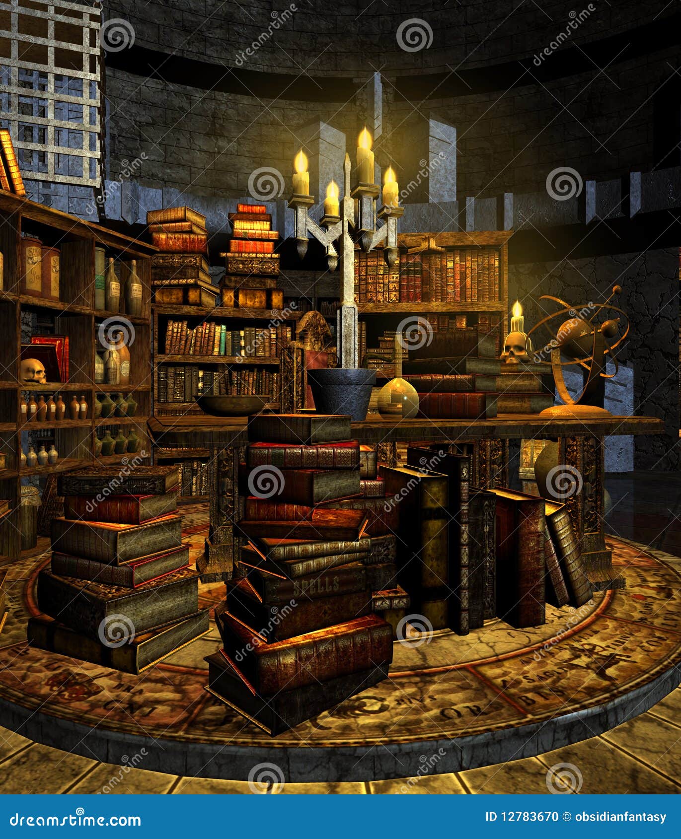 Estudio 3 del mago stock de ilustración. Ilustración de torre - 12783670