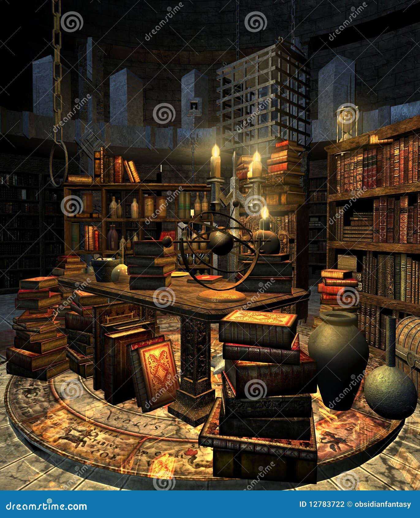 Estudio 4 del mago stock de ilustración. Ilustración de torre - 12783722