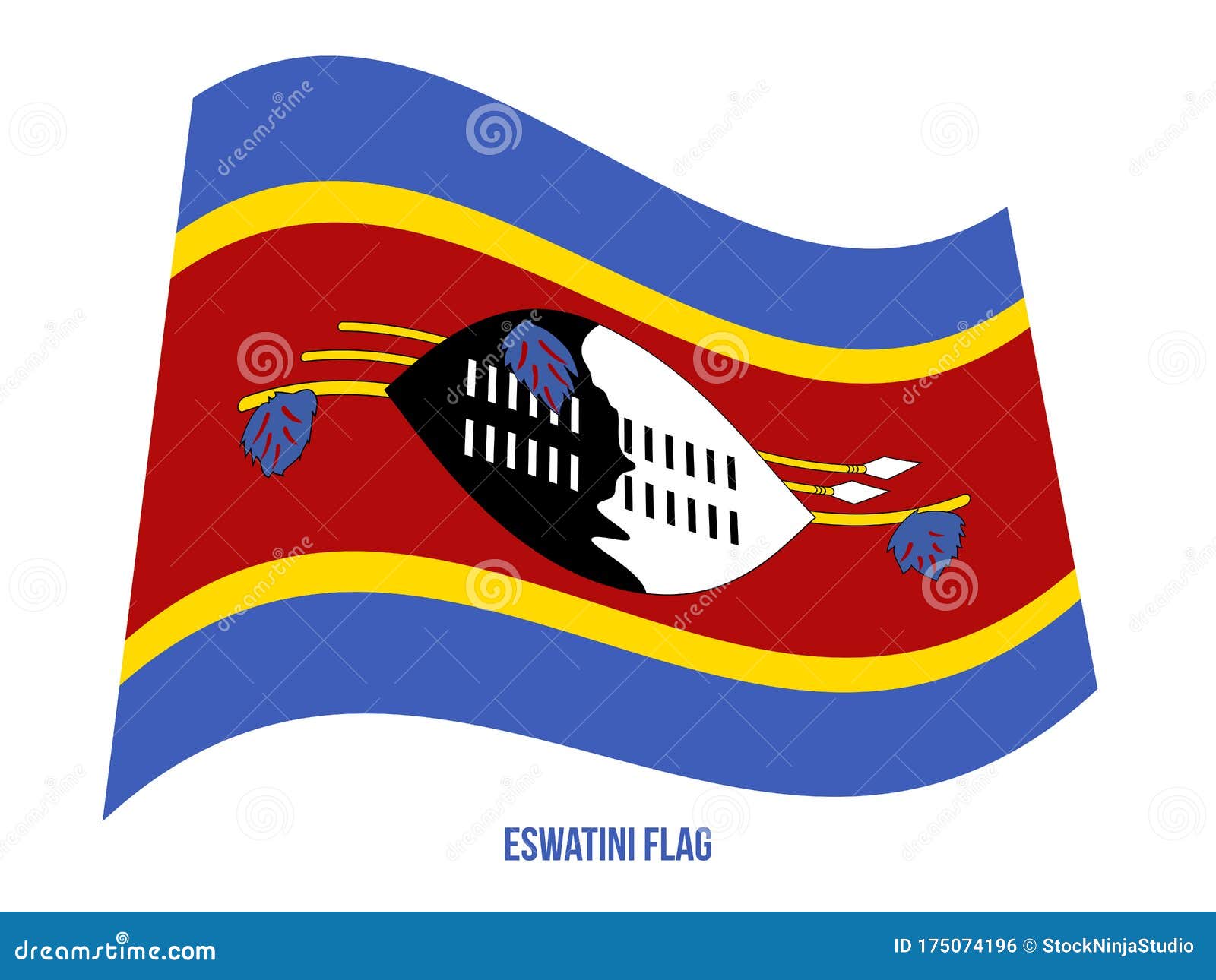 Eswatini Flag Waving Vector Illustration on White Background. Eswatini ...