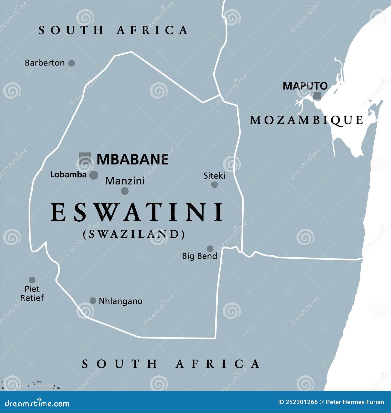 Map Of Swaziland With Named Regions Vector Illustration | CartoonDealer ...