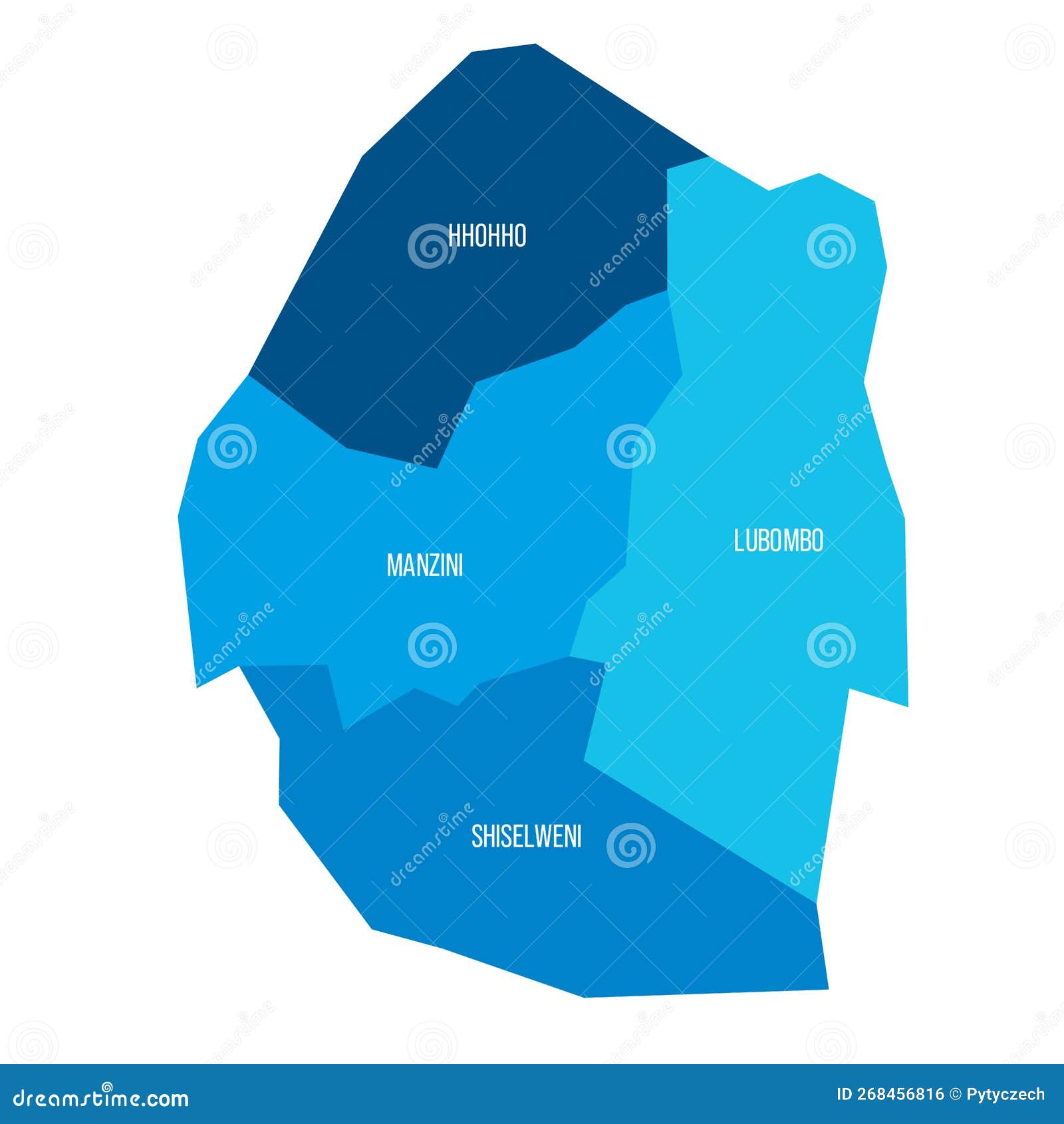 Eswatini Political Map of Administrative Divisions Stock Vector ...