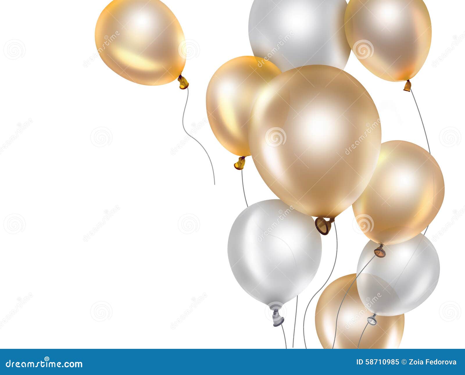 Or et ballons blancs illustration stock. Image du argent - 58710985