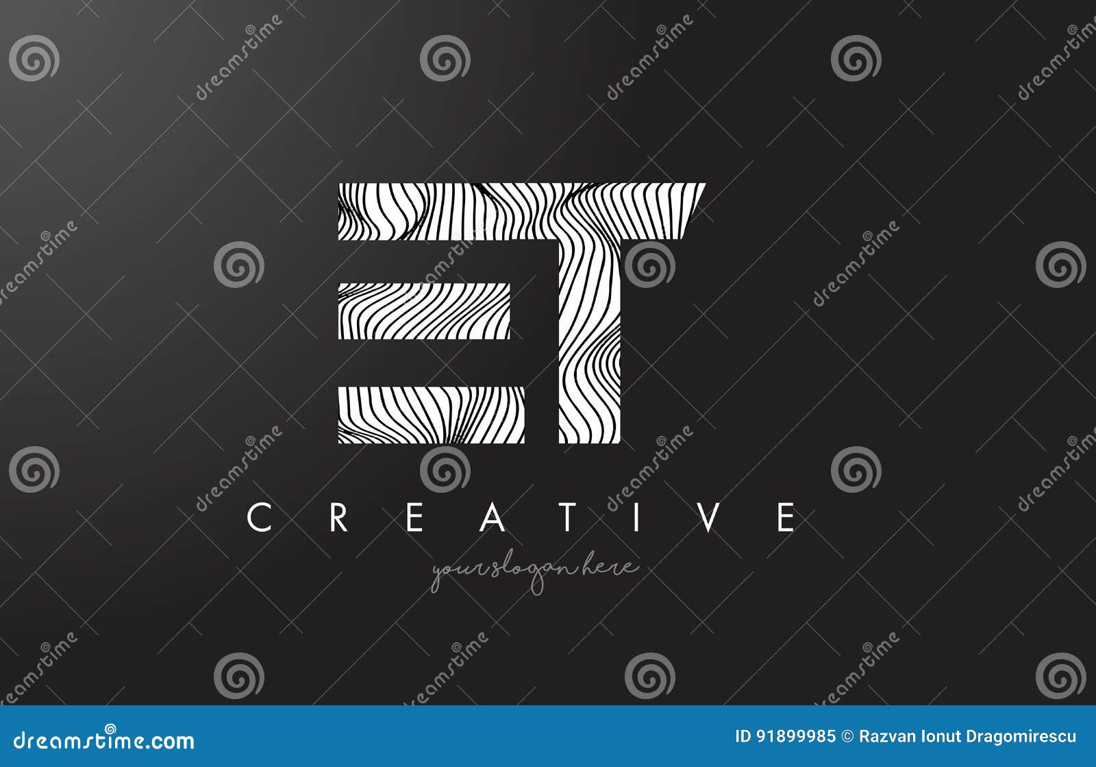 ET E T Letter Logo with Zebra Lines Texture Design Vector. Stock Vector ...