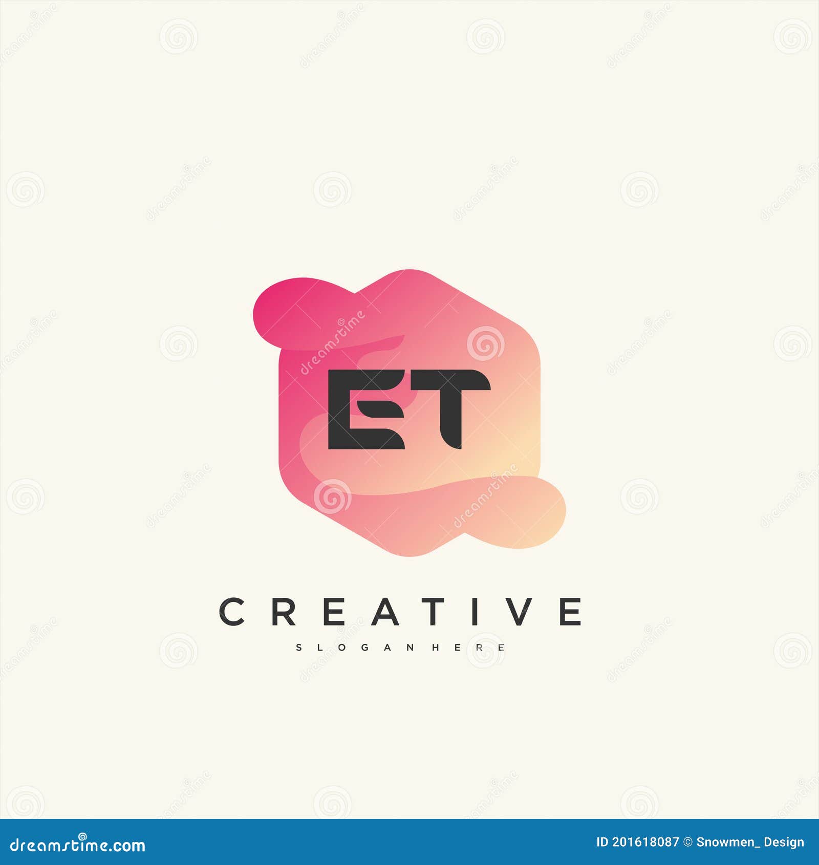 ET Initial Letter Logo Icon Design Template Elements with Wave Colorful ...