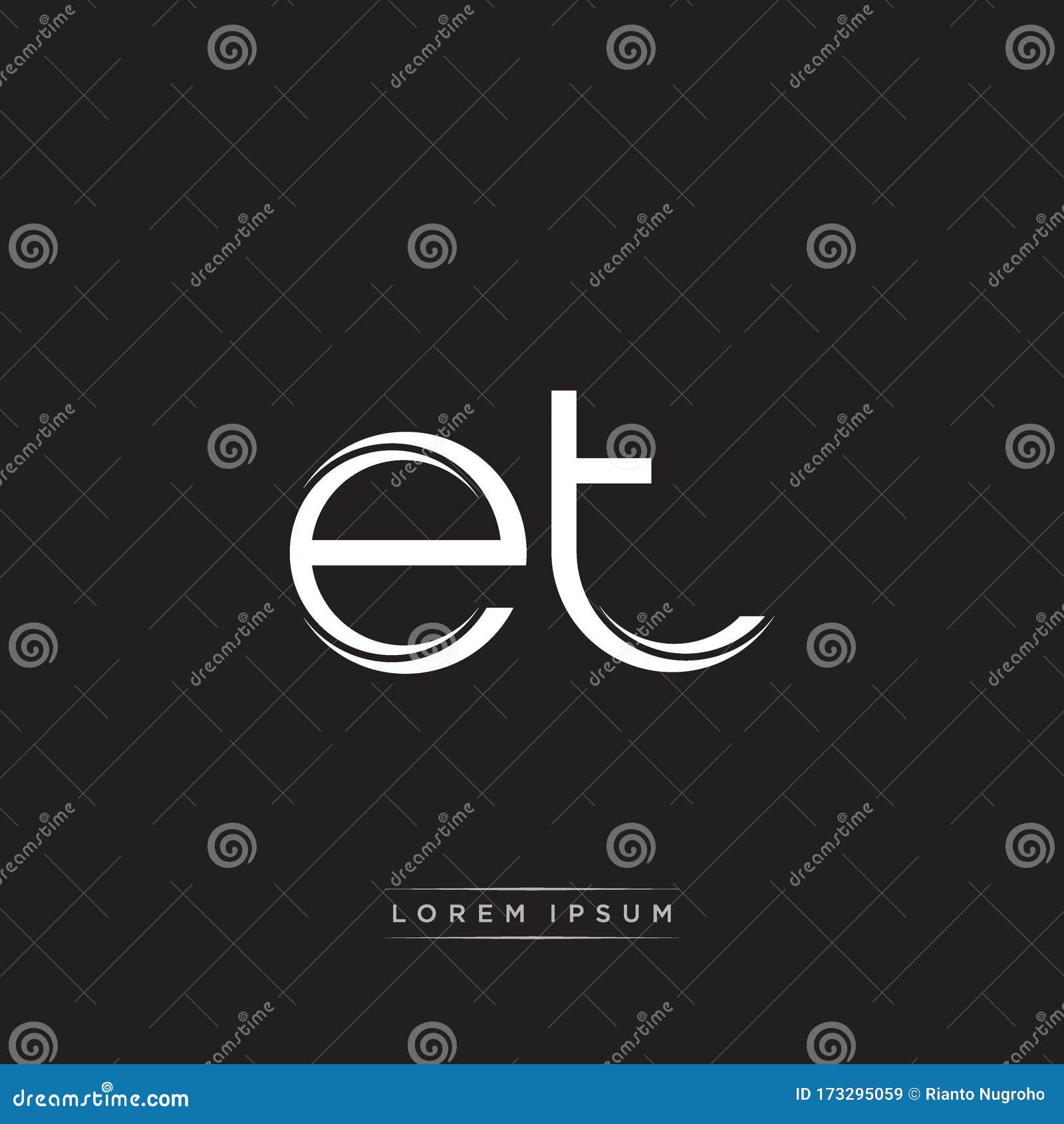 ET Initial Letter Split Lowercase Logo Modern Monogram Template Isolated on Black White Stock ...
