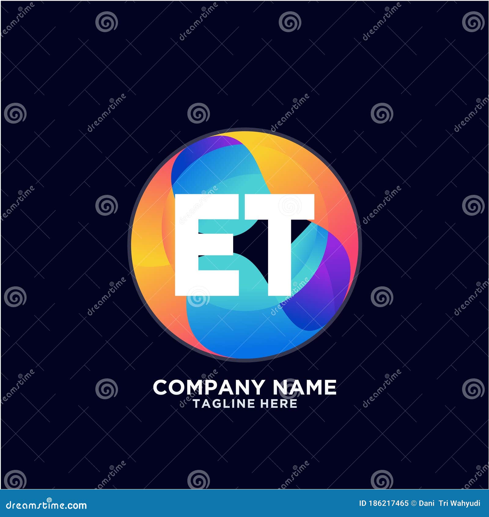 ET Initial Logo with Colorful Circle Template Vector Stock Vector ...