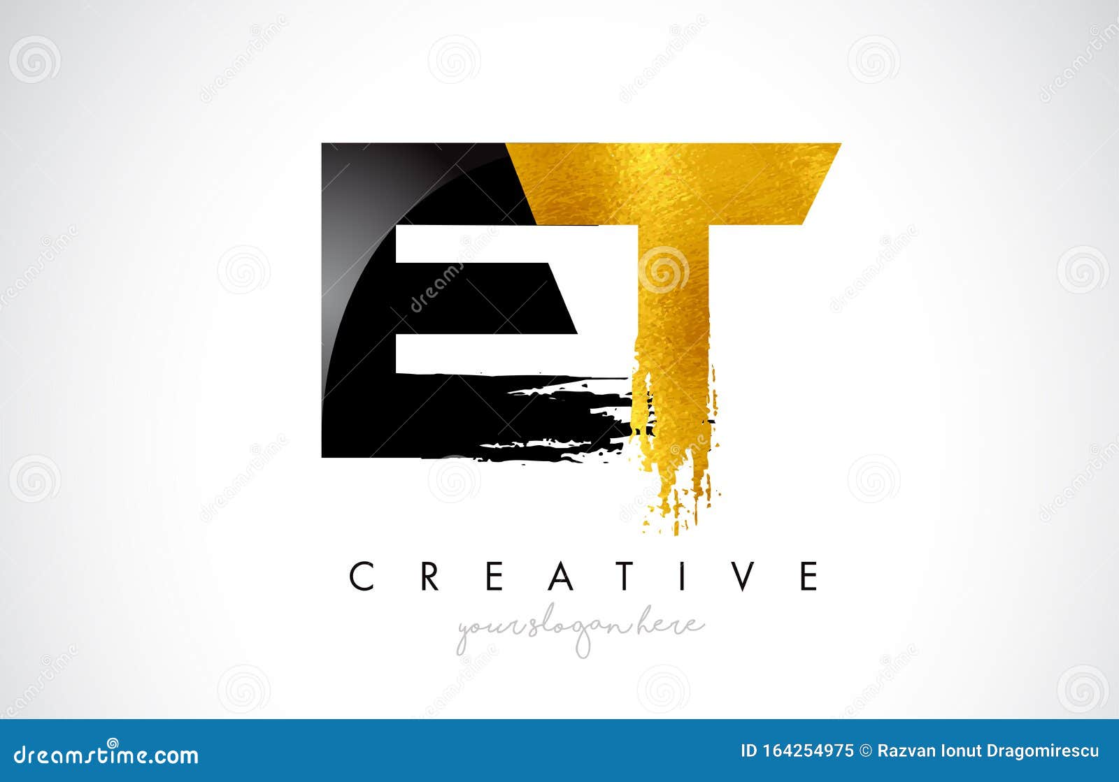 ET Letter Design with Brush Stroke and Modern 3D Look Stock Vector ...