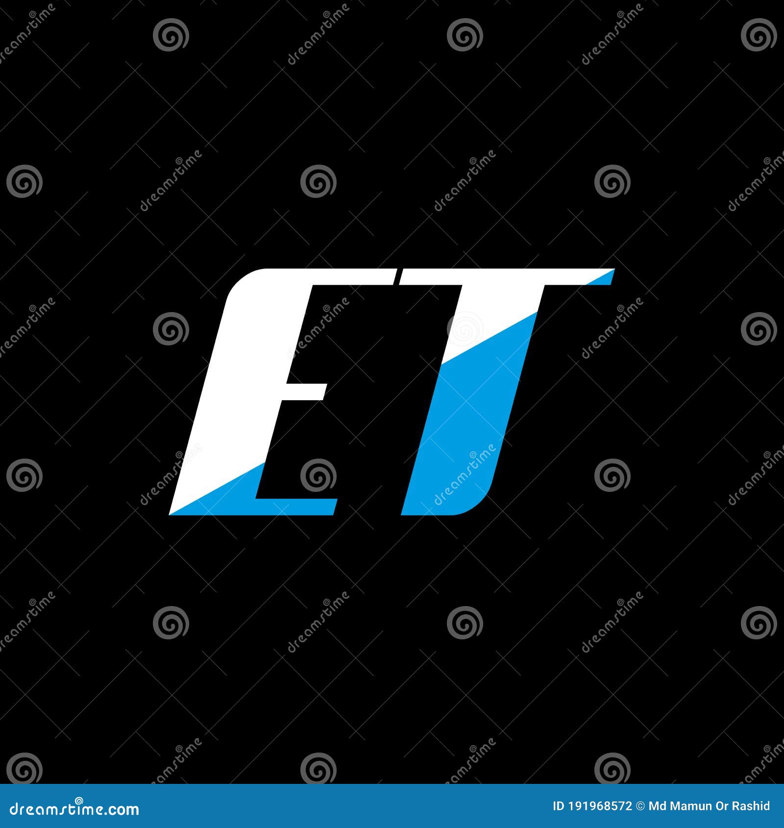 ET Letter Logo Design on Black Background. ET Creative Initials Letter ...