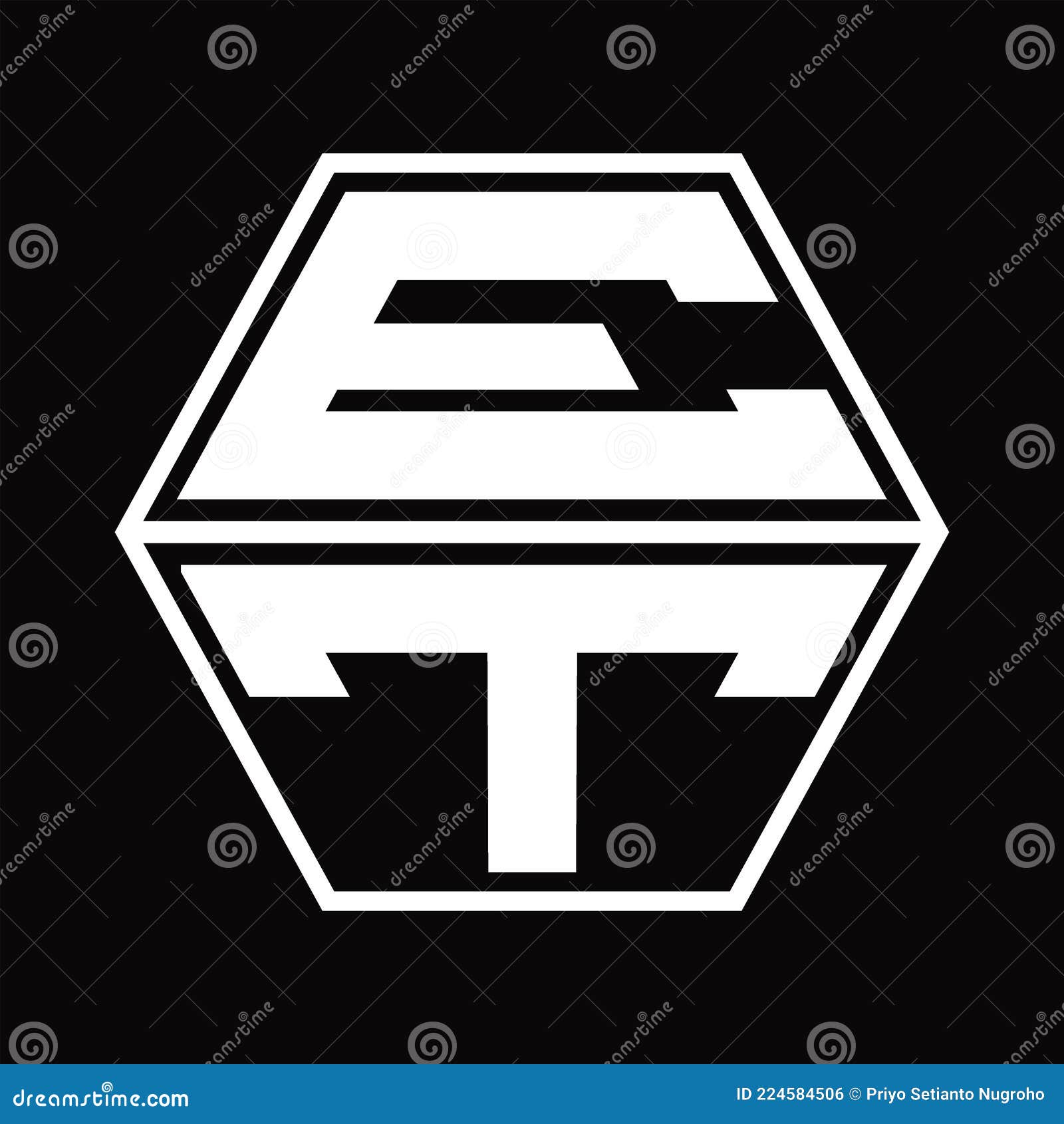 ET Logo Monogram with Hexagon Shape Up and Down Design Template Stock ...