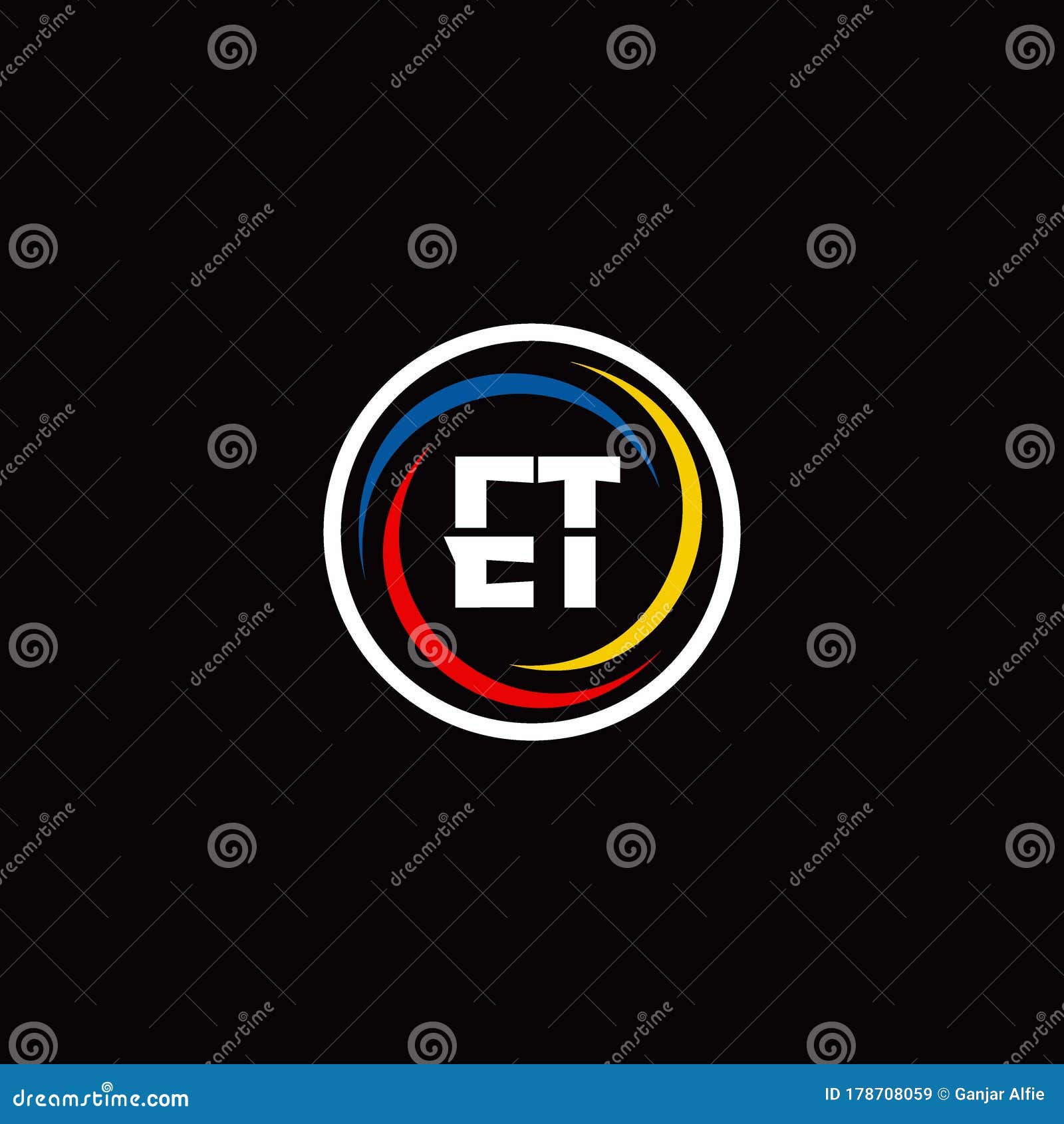 ET Monogram Logo Isolated on Circle Shape with 3 Slash Colors Rounded ...