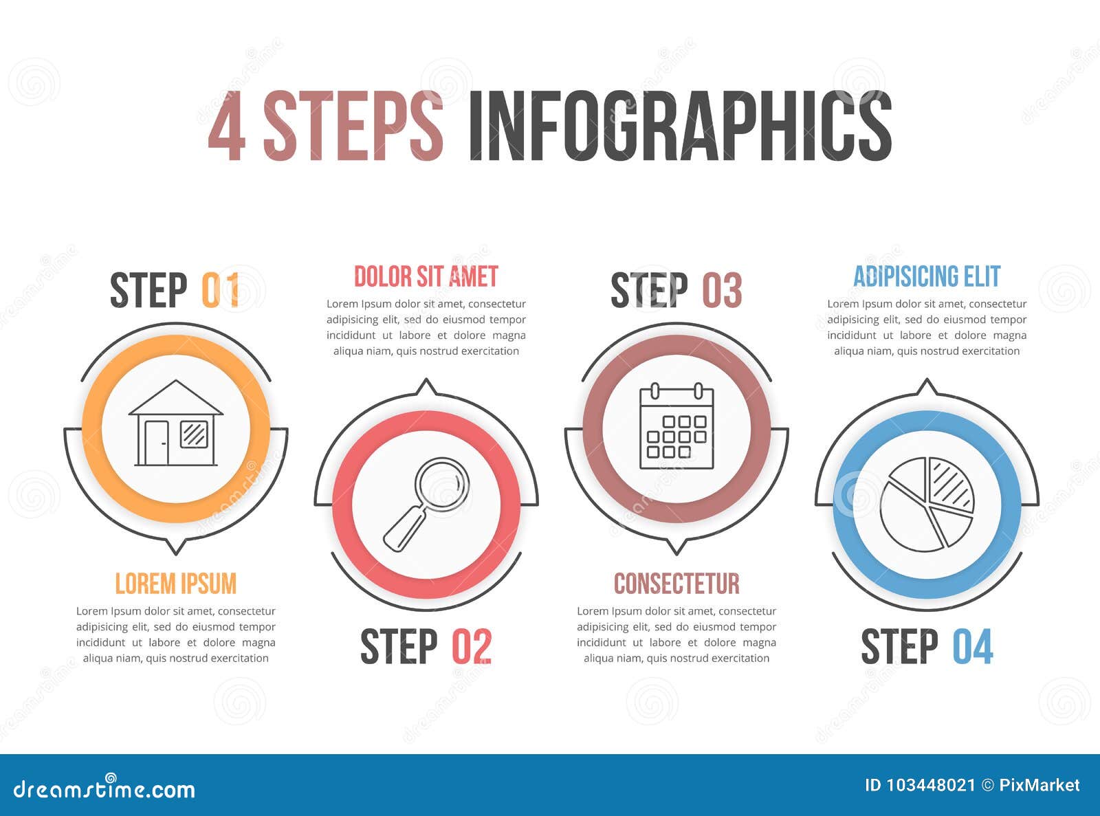 4 etapas Infographics ilustração do vetor. Ilustração de sinal - 103448021
