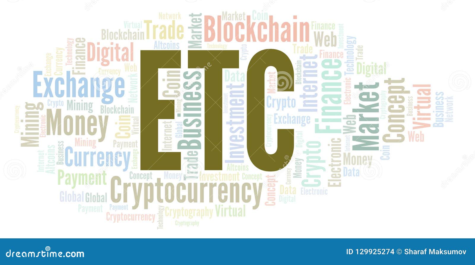 ETC or Ethereum Classic Cryptocurrency Coin Word Cloud. Stock ...
