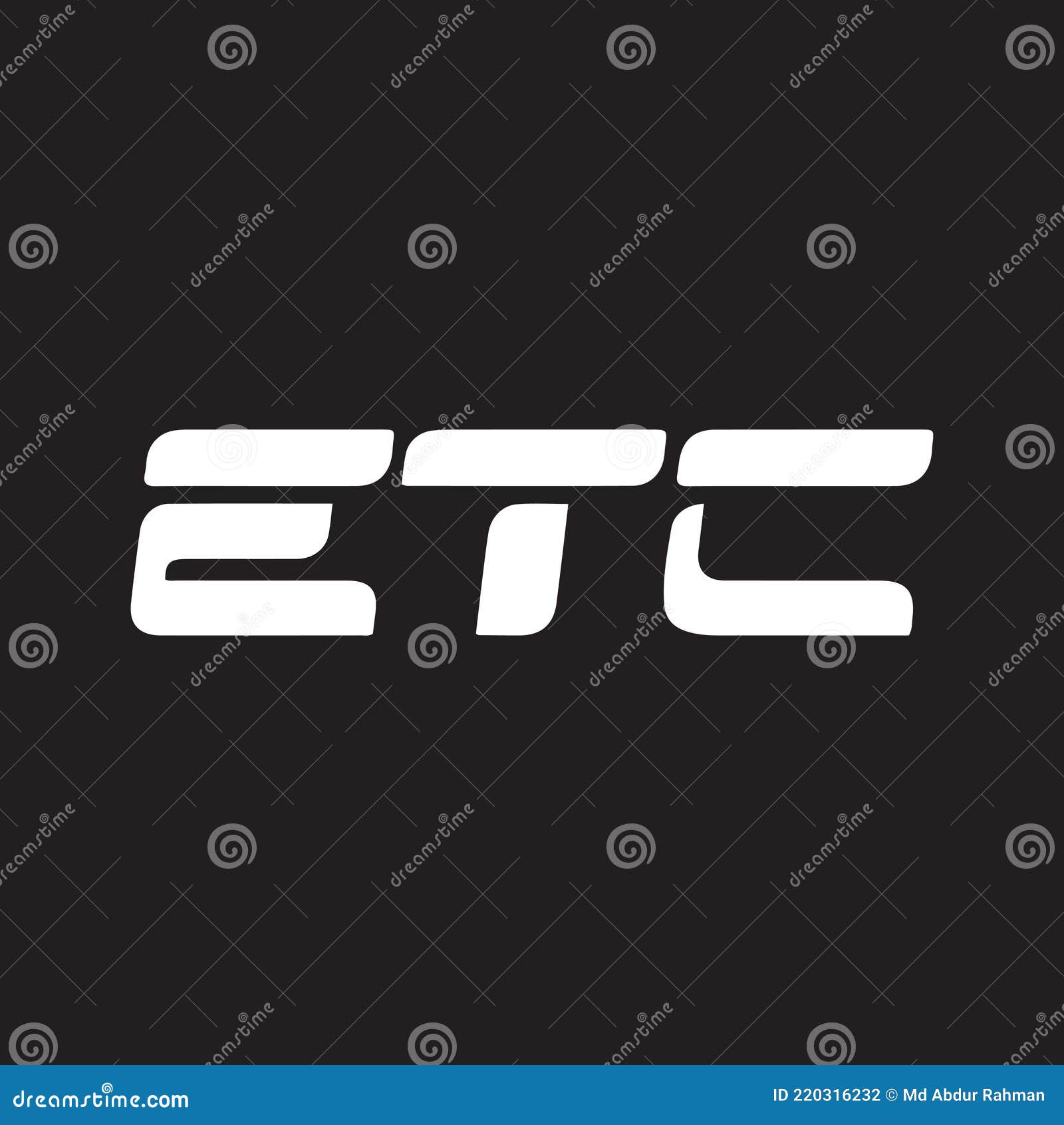 ETC Letter Logo Design on Black Background.ETC Creative Initials Letter ...