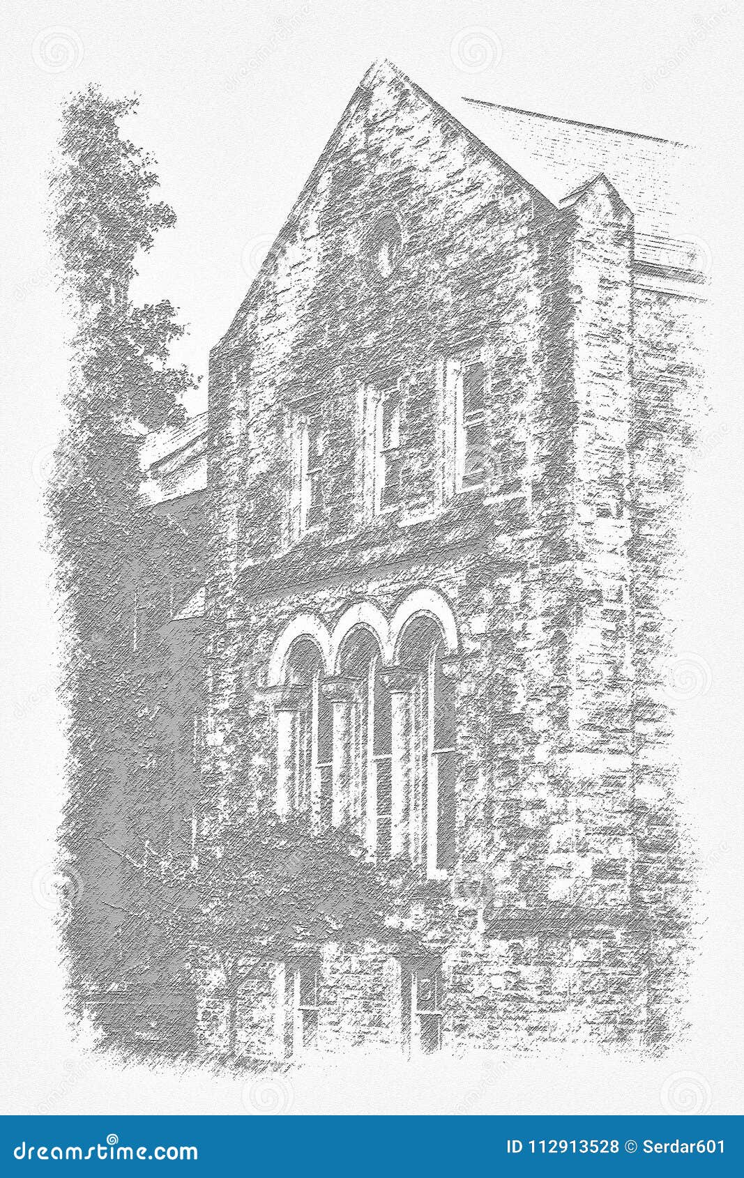 Etching of Victorian Building Stock Illustration - Illustration of ...