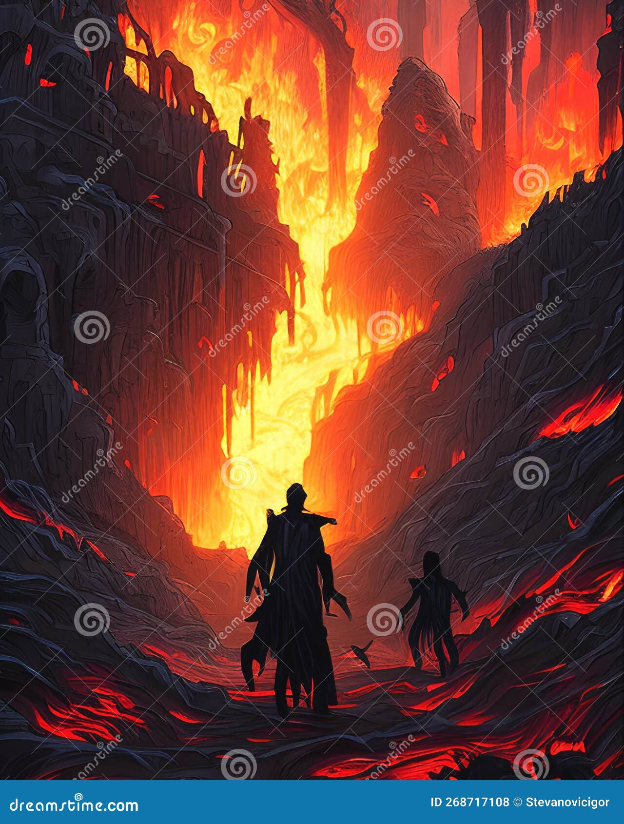 Eternal Fire of Hell with Damned Souls and Devil, Generative Ai Stock ...