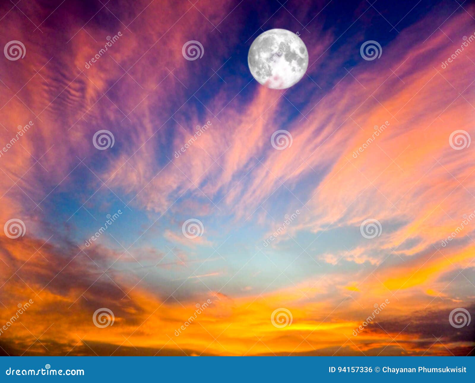 Eternal Flame,full Moon on the Sky and Blur Cloud Stock Photo - Image ...