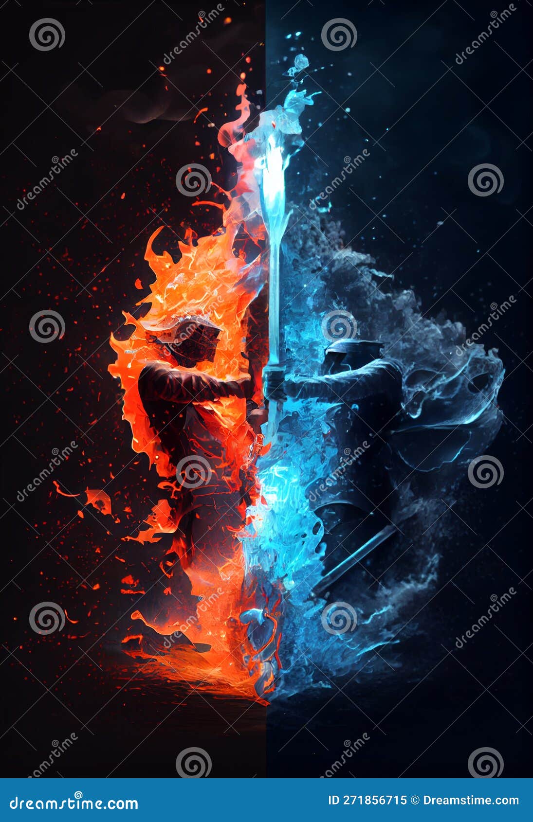 Eternal Opposition of Two Elements: Fire and Water AI Generated Stock ...