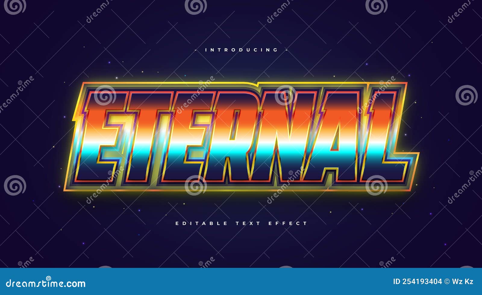 Eternal Text in Colorful Retro Style with Glowing Effect Stock Vector ...