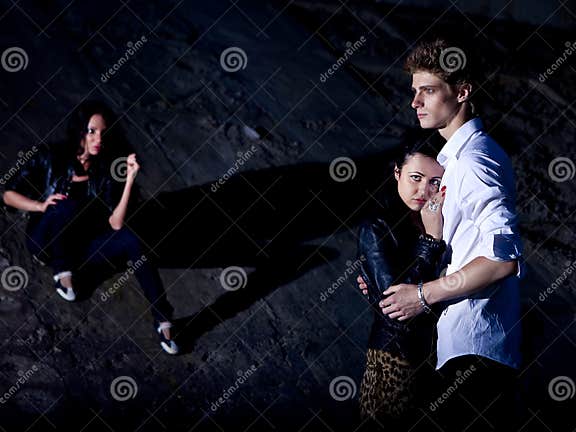 Eternal triangle stock image. Image of couple, kissing - 15289123